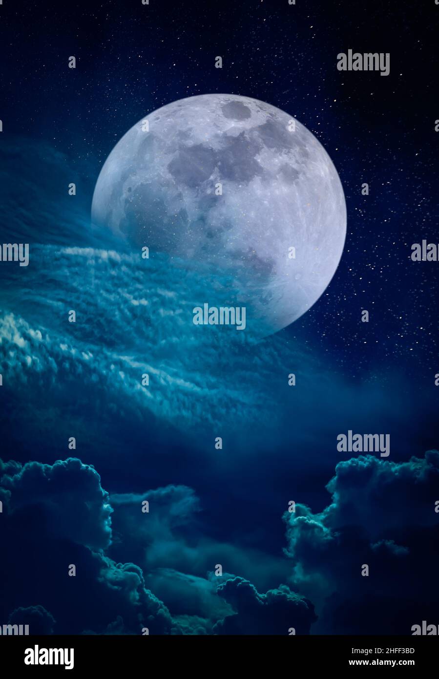 Beautiful Super Moon Background Landscape Of Beautiful Moon With Many