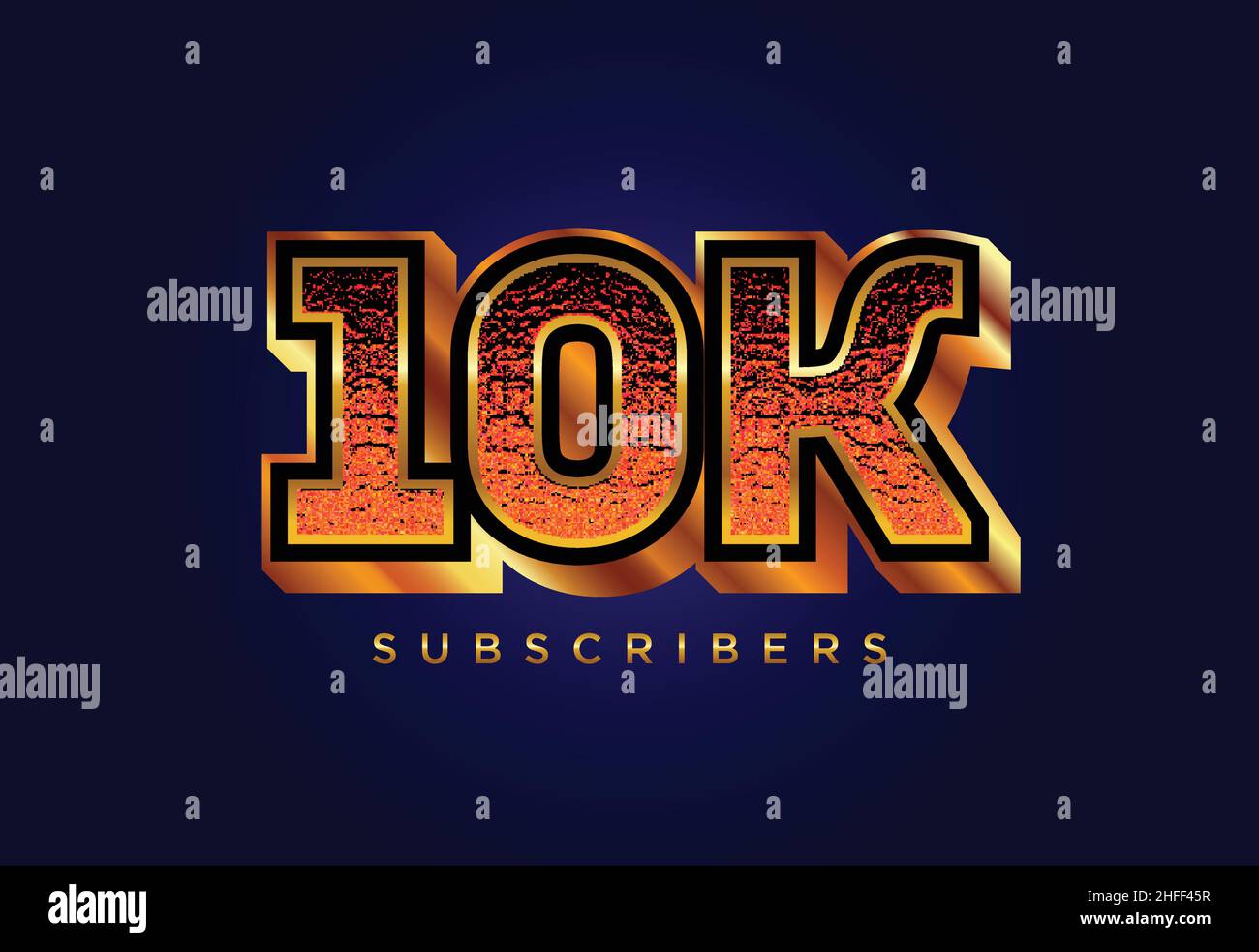 3d golden 10k subscribers social media celebration design. Vector ...