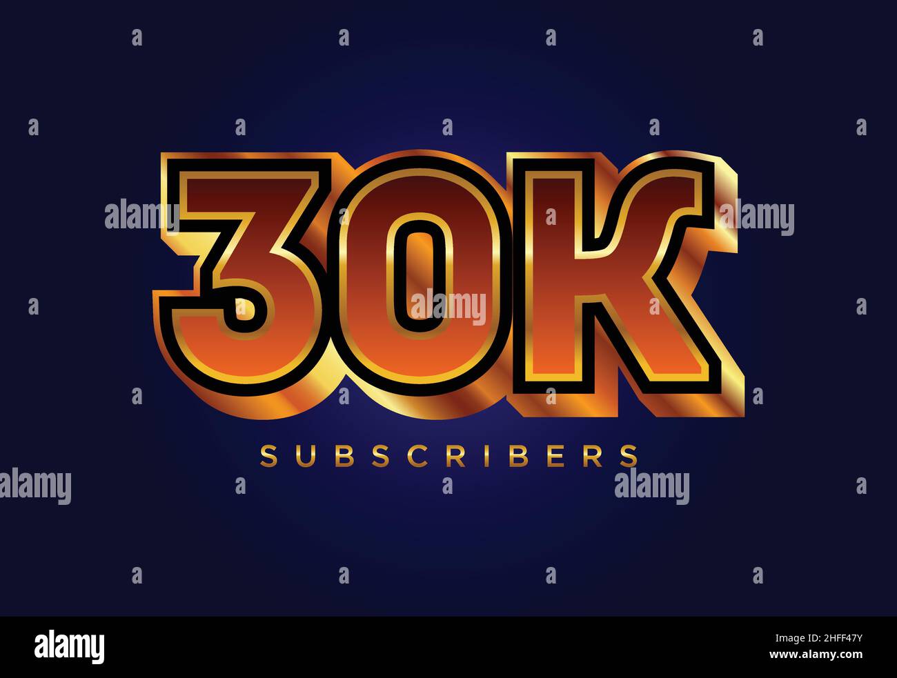 3d golden 30k subscribers social media celebration design. Vector ...