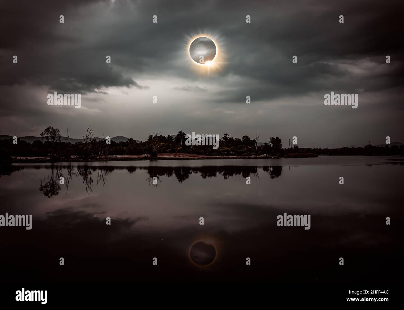 Amazing scientific natural phenomenon. The Moon covering the Sun. Total ...