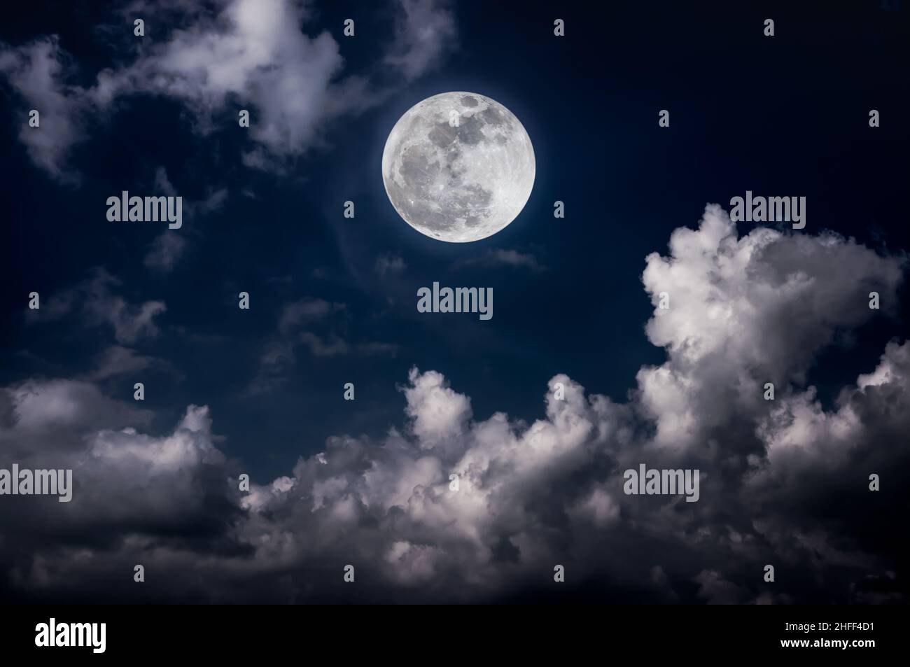 Beautiful vivid skyscape. Landscape of night sky with bright full moon ...
