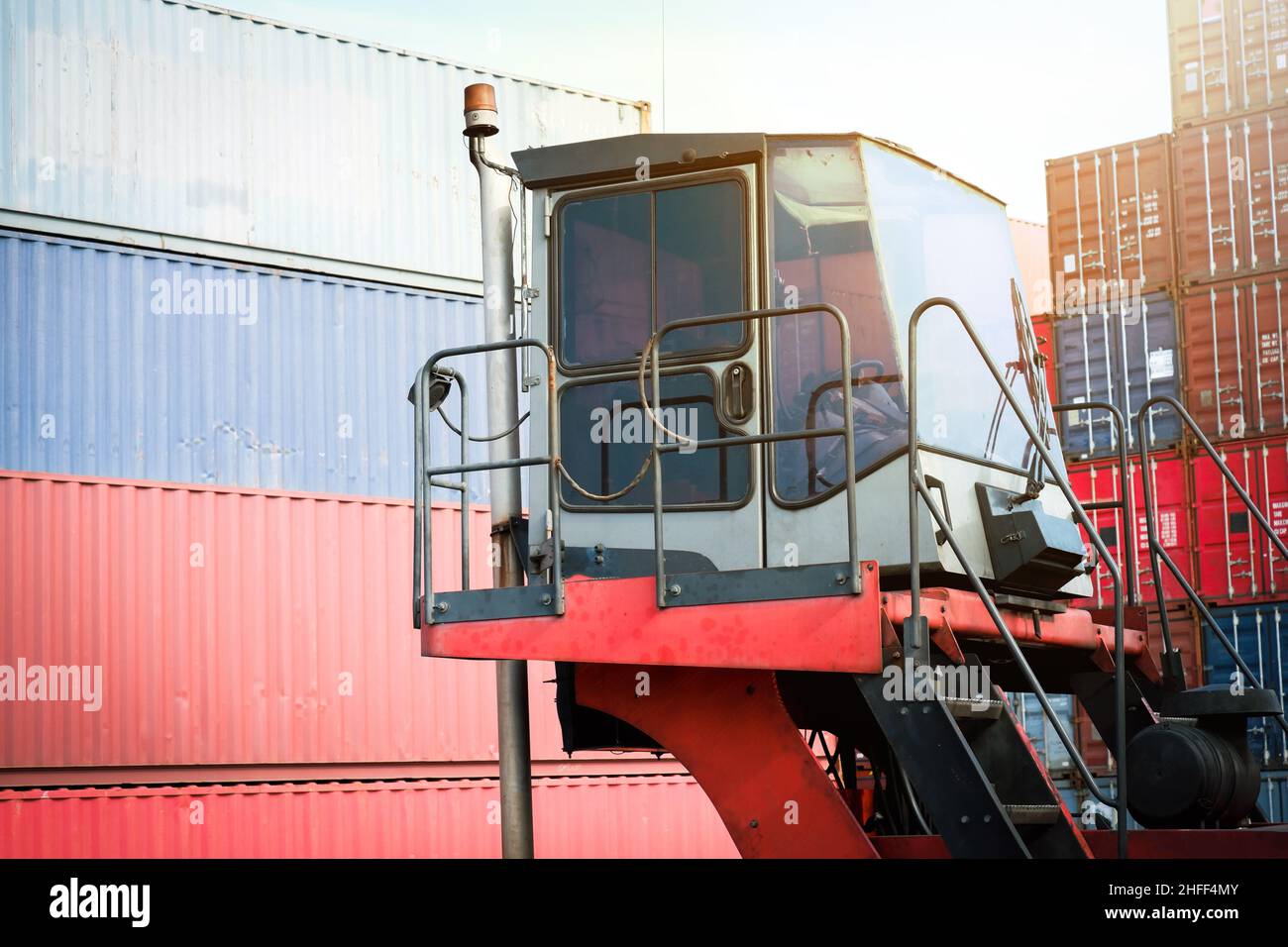 Driver room or container forklift control room Stock Photo - Alamy
