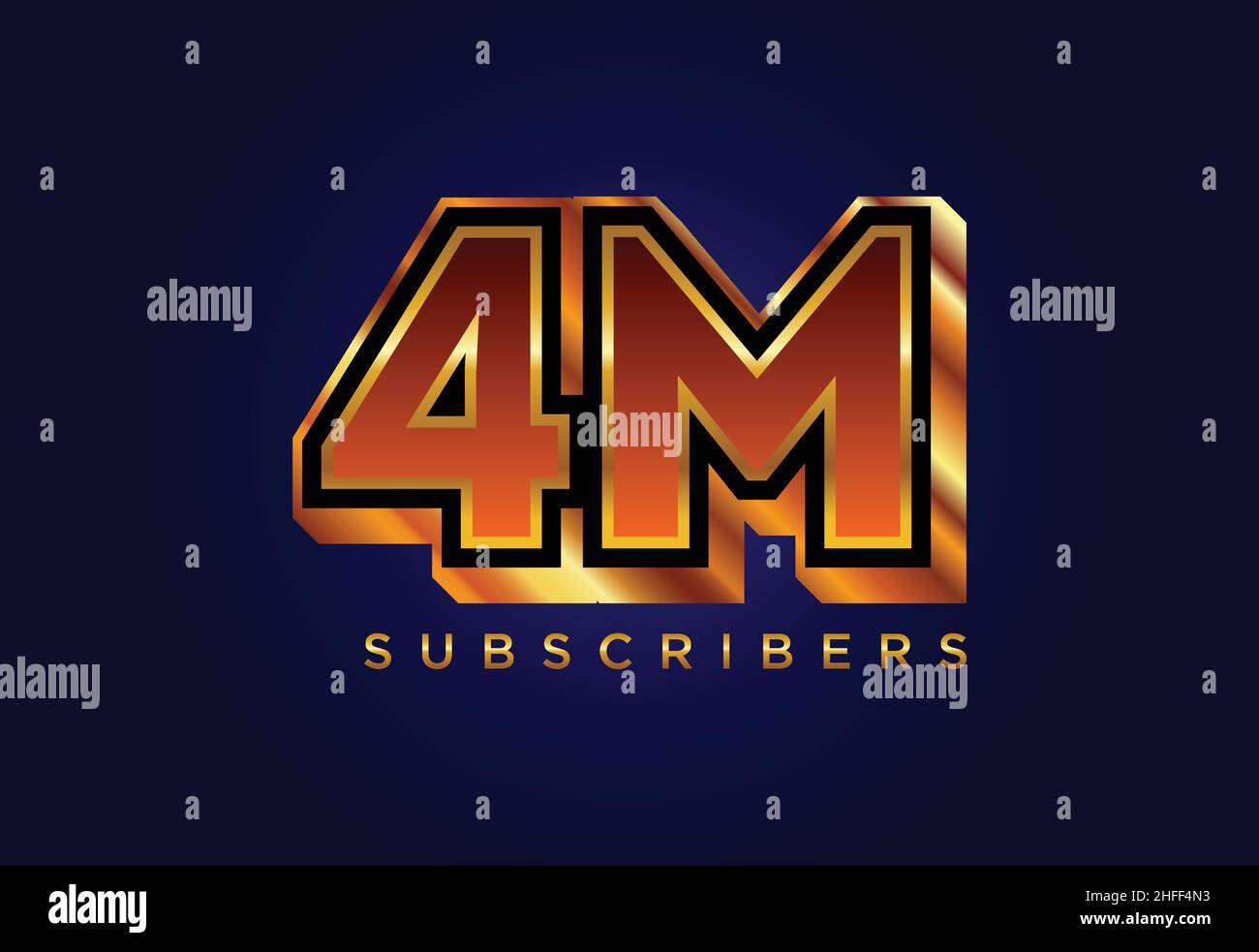 3d golden 4M subscribers social media celebration design. Vector ...