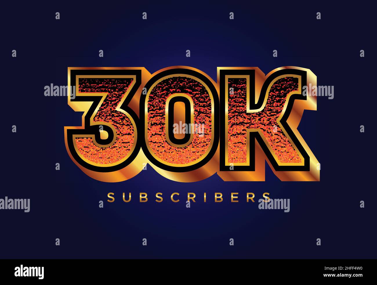 3d golden 30k subscribers social media celebration design. Vector ...