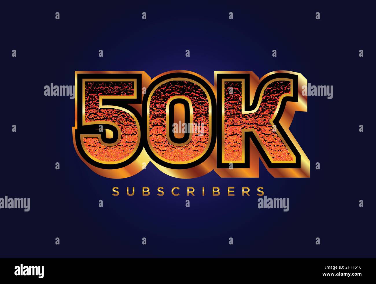 3d golden 50k subscribers social media celebration design. Vector ...