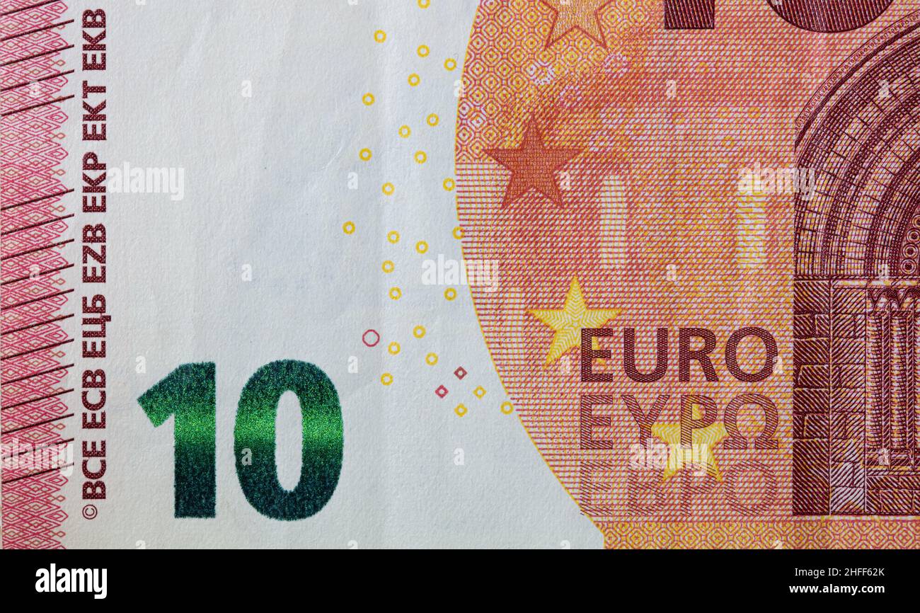 Closeup of 10 euro banknote for design purpose Stock Photo - Alamy