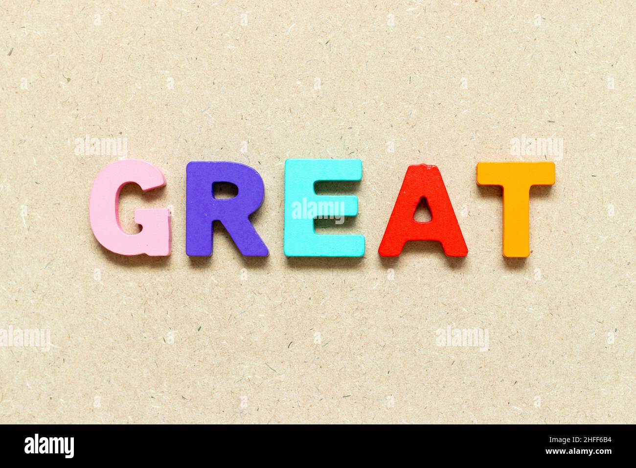 Color alphabet letter with word great on wood background Stock Photo ...