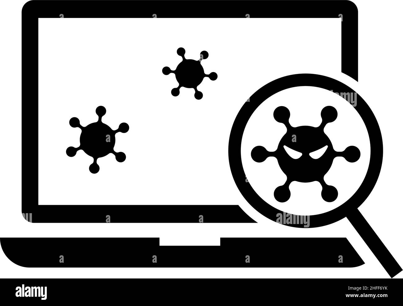Computer virus (laptop) vector icon illustration Stock Vector Image ...