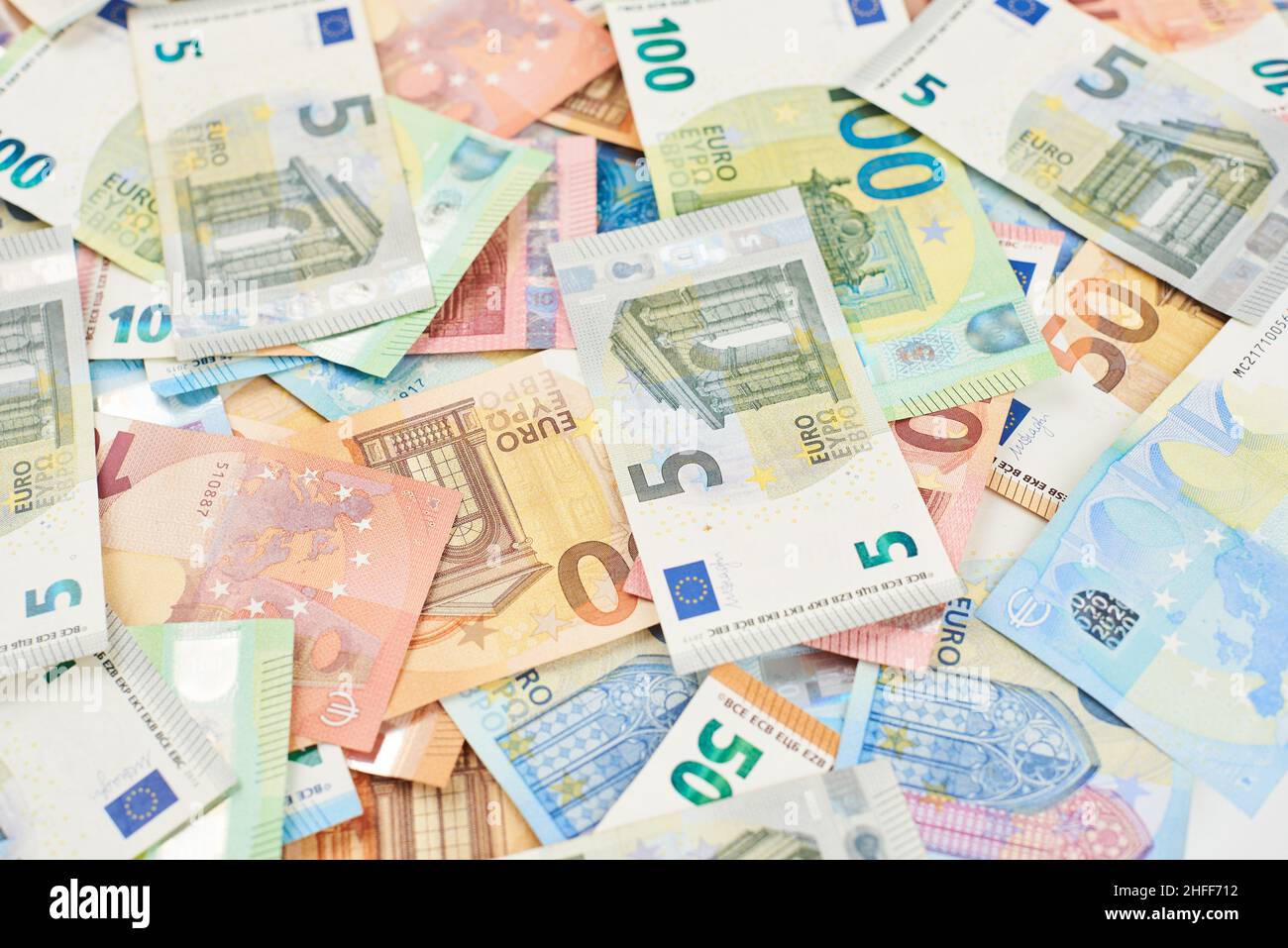 Pile of money euro banknotes as wallpaper or background. Euro paper ...