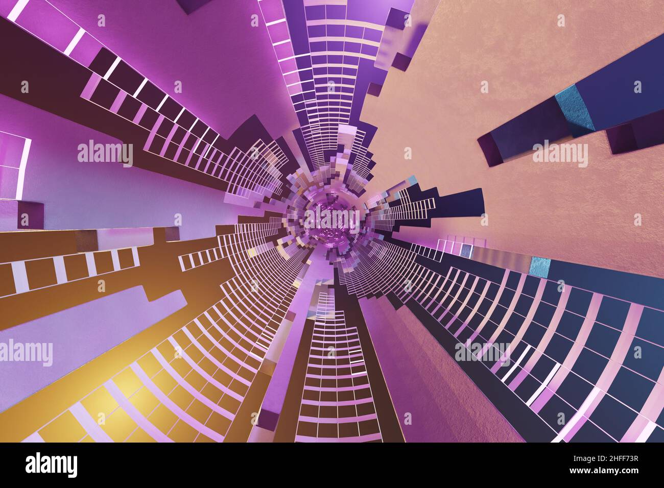 Sci-fi tunnel with neon lights. Abstract high-tech tunnel as background ...