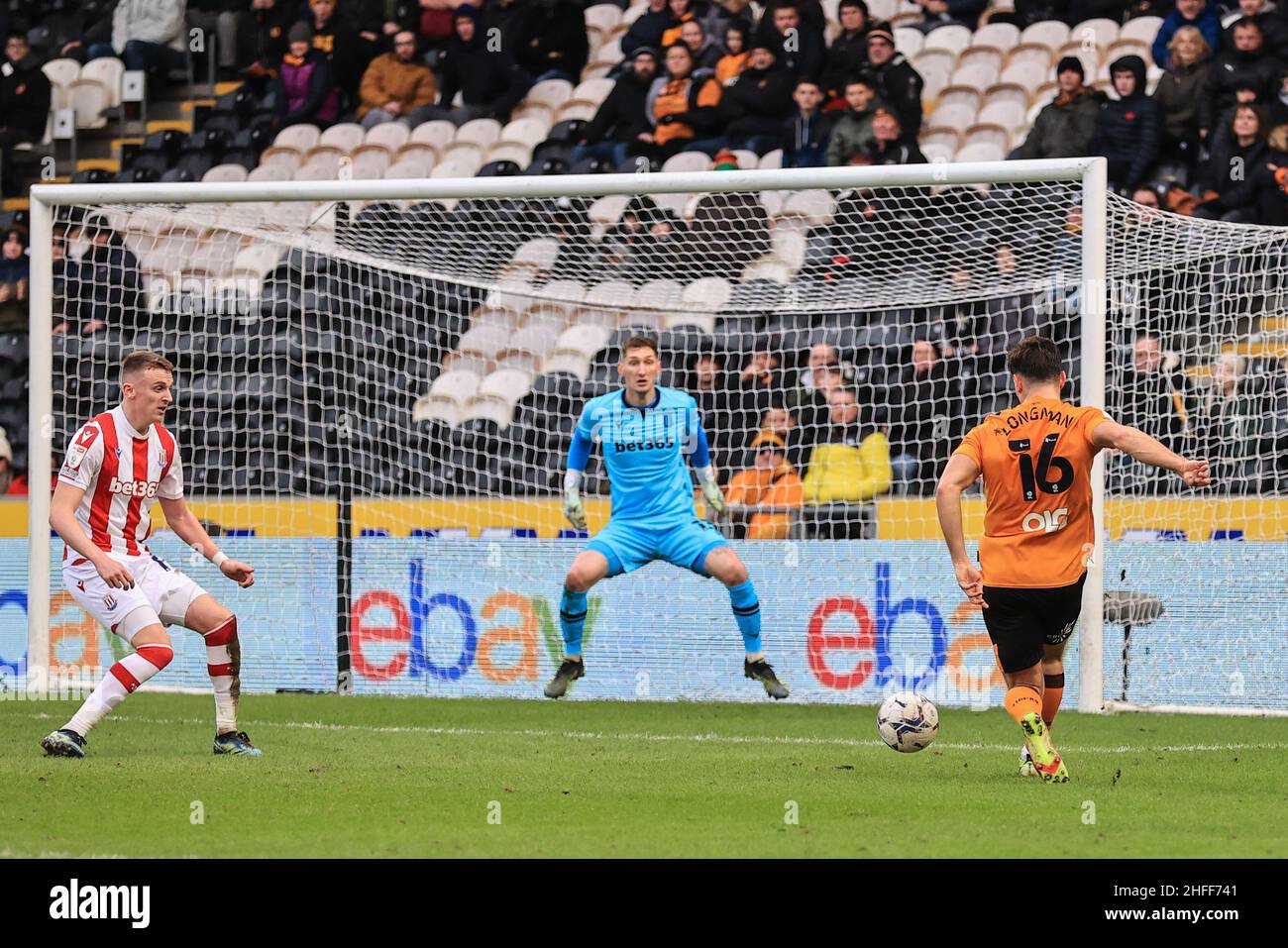 Ryan Longman #16 of Hull City misses a chance in front of goal in ...