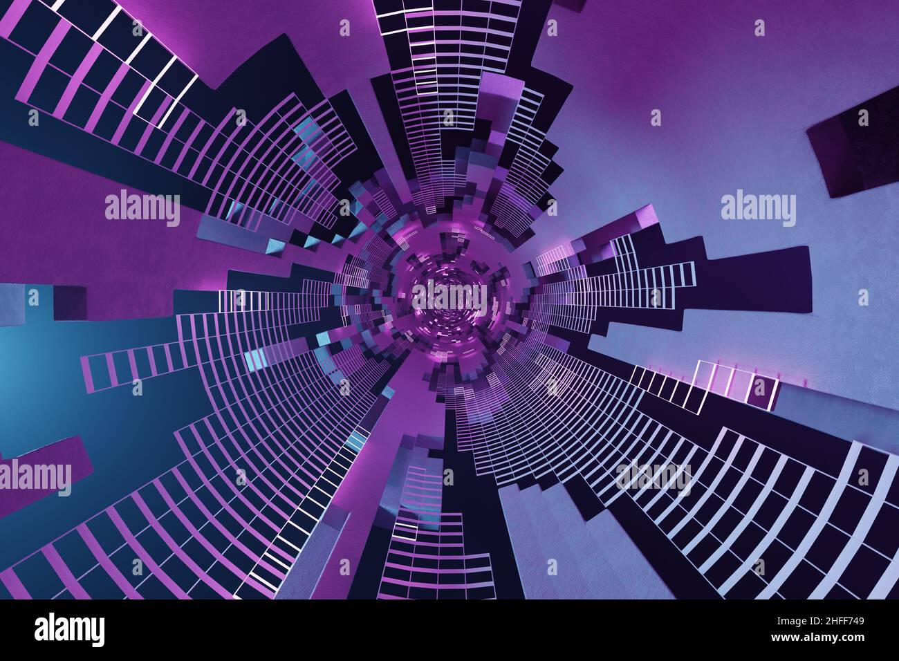 Sci-fi tunnel with neon lights. Abstract high-tech tunnel as background ...