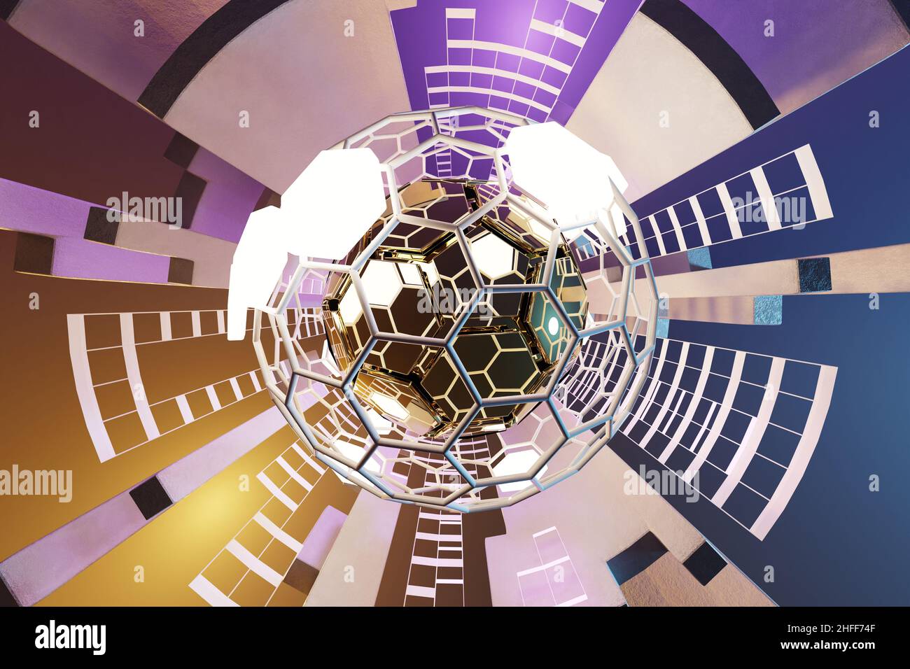 Abstract sphere . Sci-fi background with wireframe and globe in empty ...