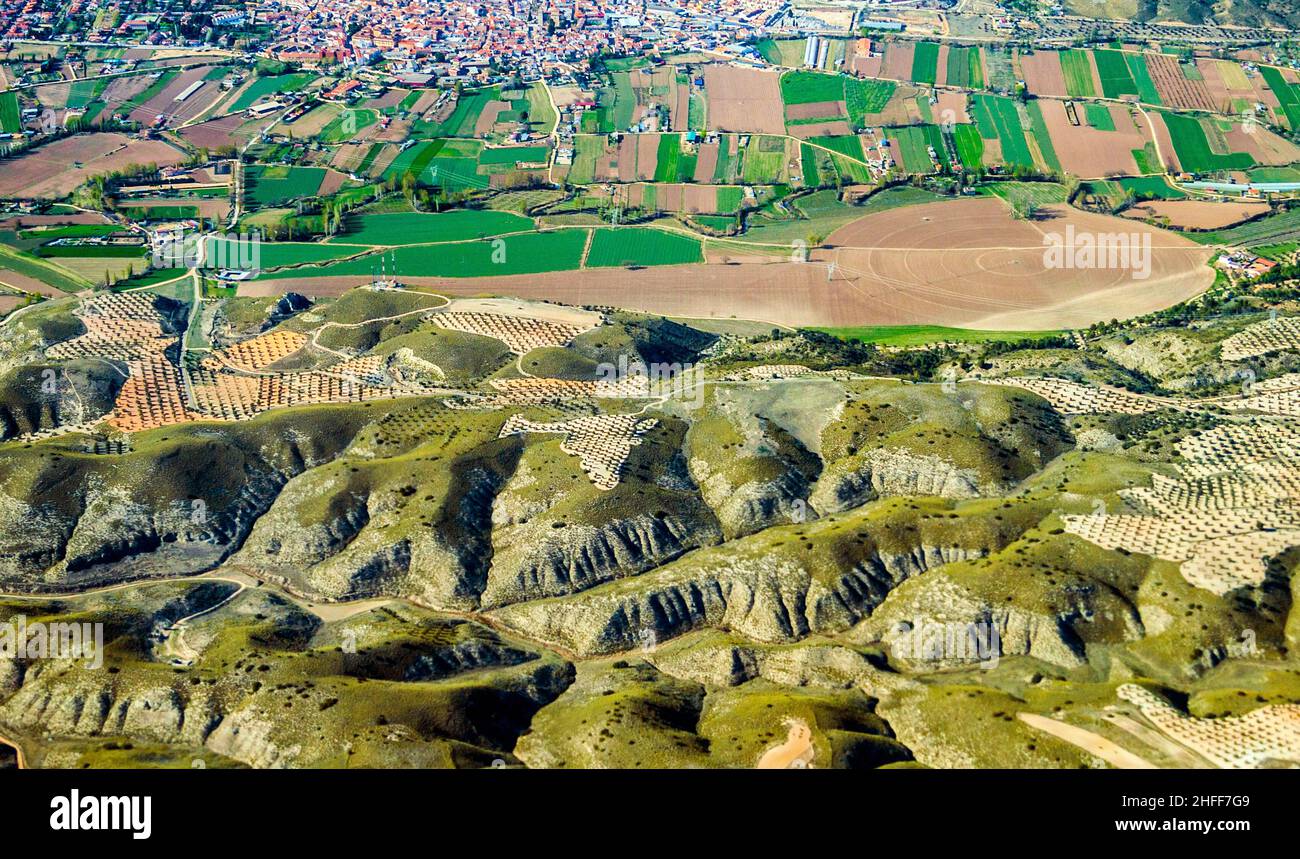 aerial of rural landscape nar Madrid with beautiful structures Stock ...