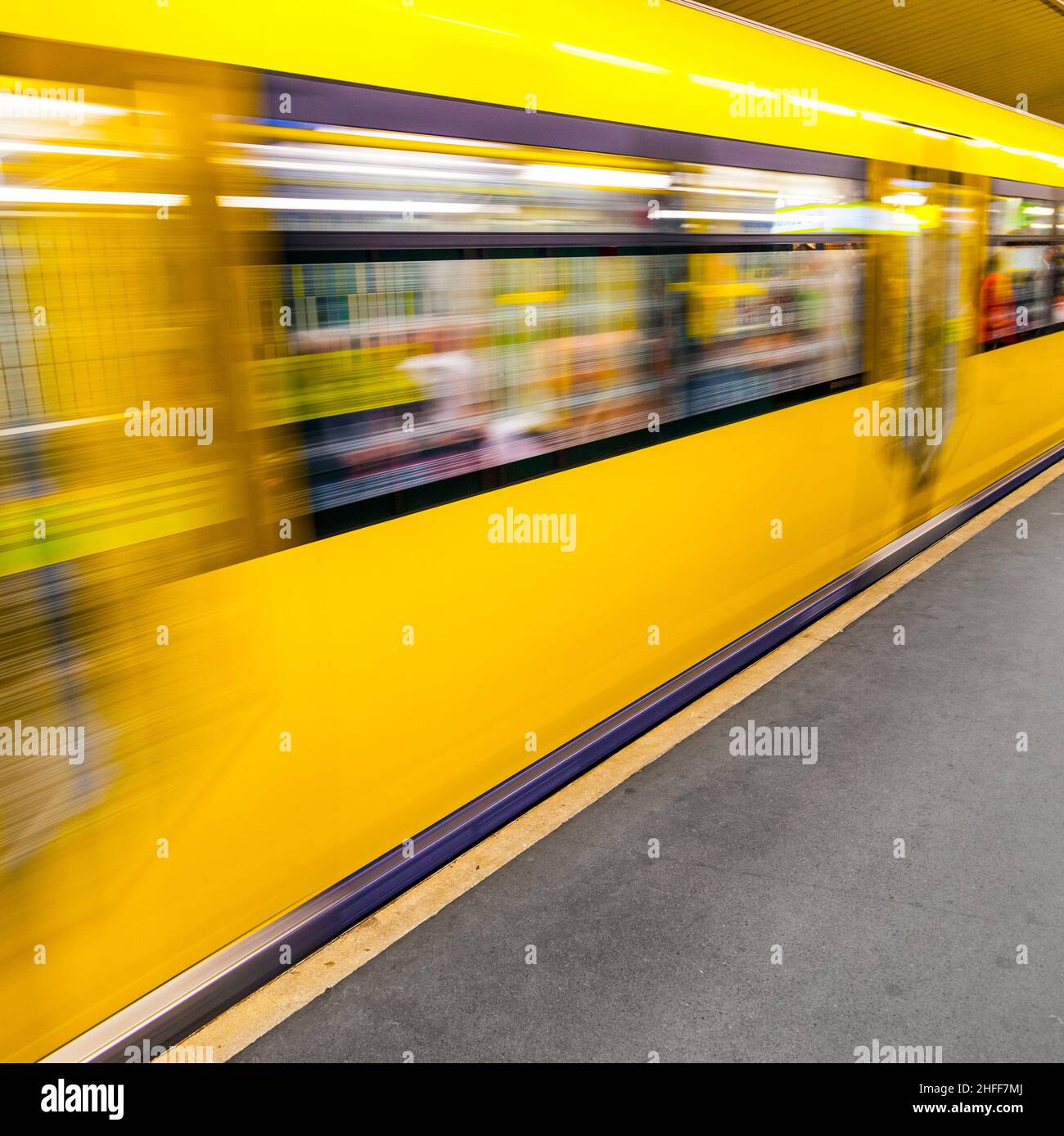 departing, arriving subway in motion as symbol in the station Stock ...