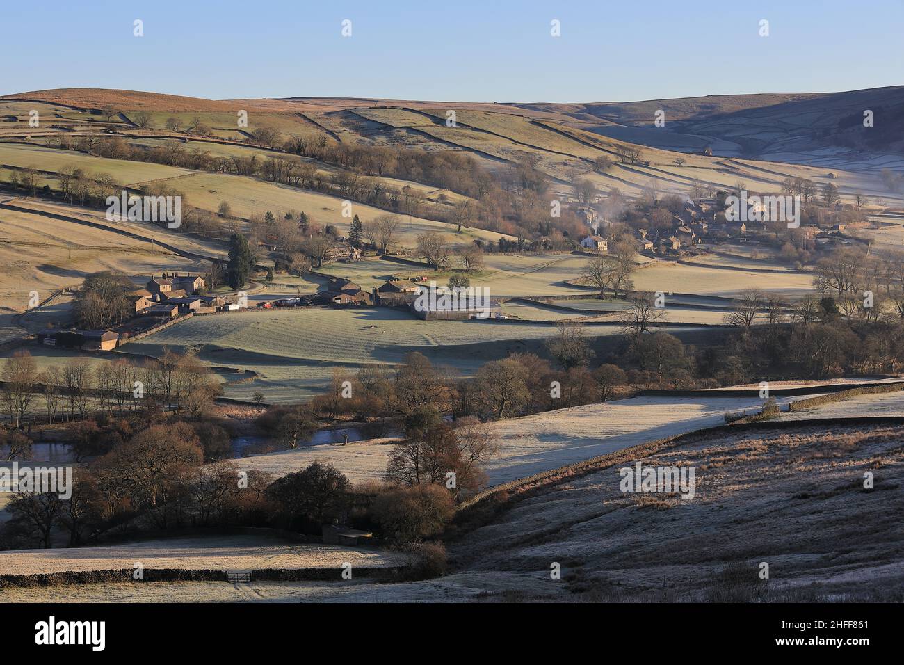 Distant view of Appletreewick. A village in Wharfedale, and a popular ...