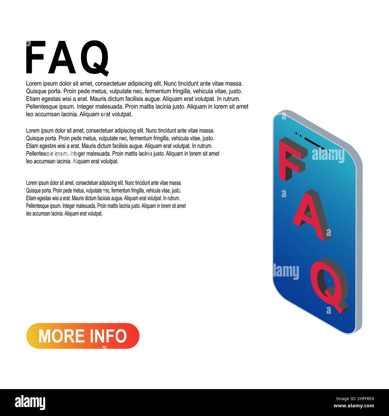FAQ, 3D template frequently asked questions vector icon. Information speech bubble symbol, help ...