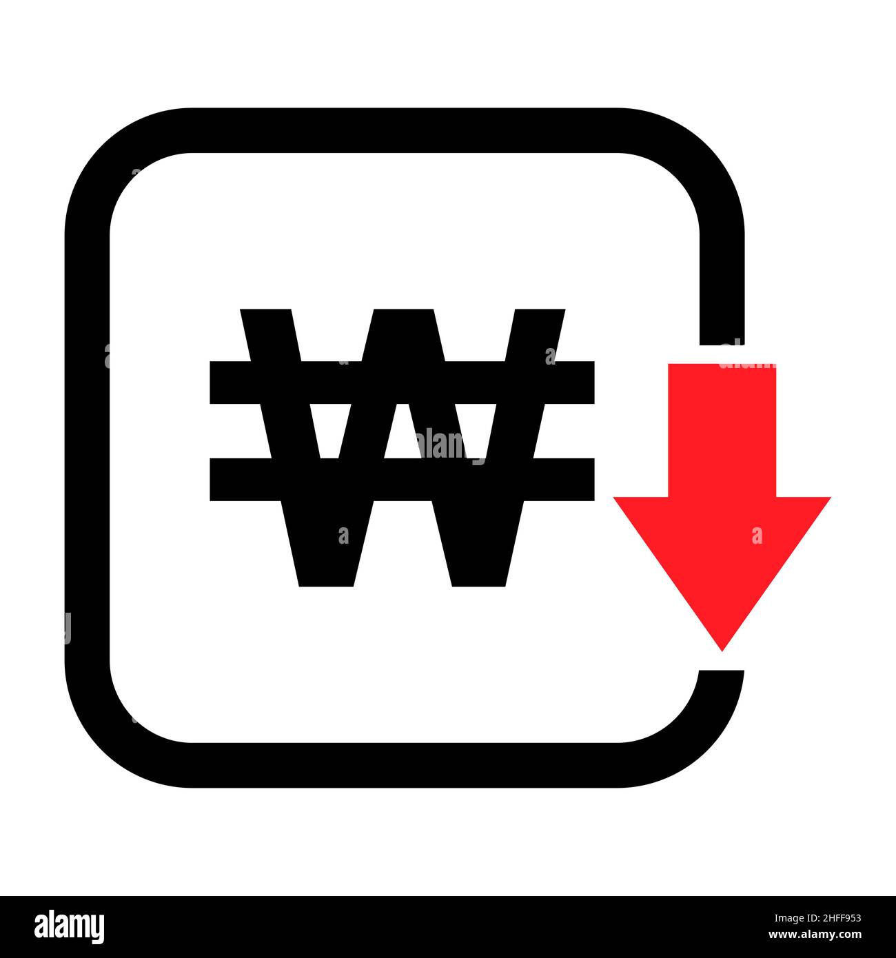 Cost reduction- decrease won icon. Vector symbol isolated on background Stock Vector Image & Art ...