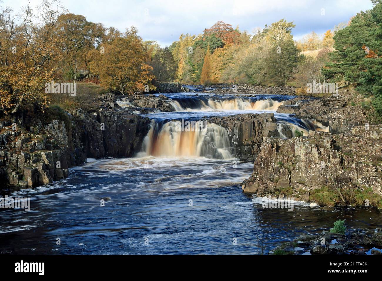 Low Force, a series of small waterfalls on the River Tees Stock Photo ...