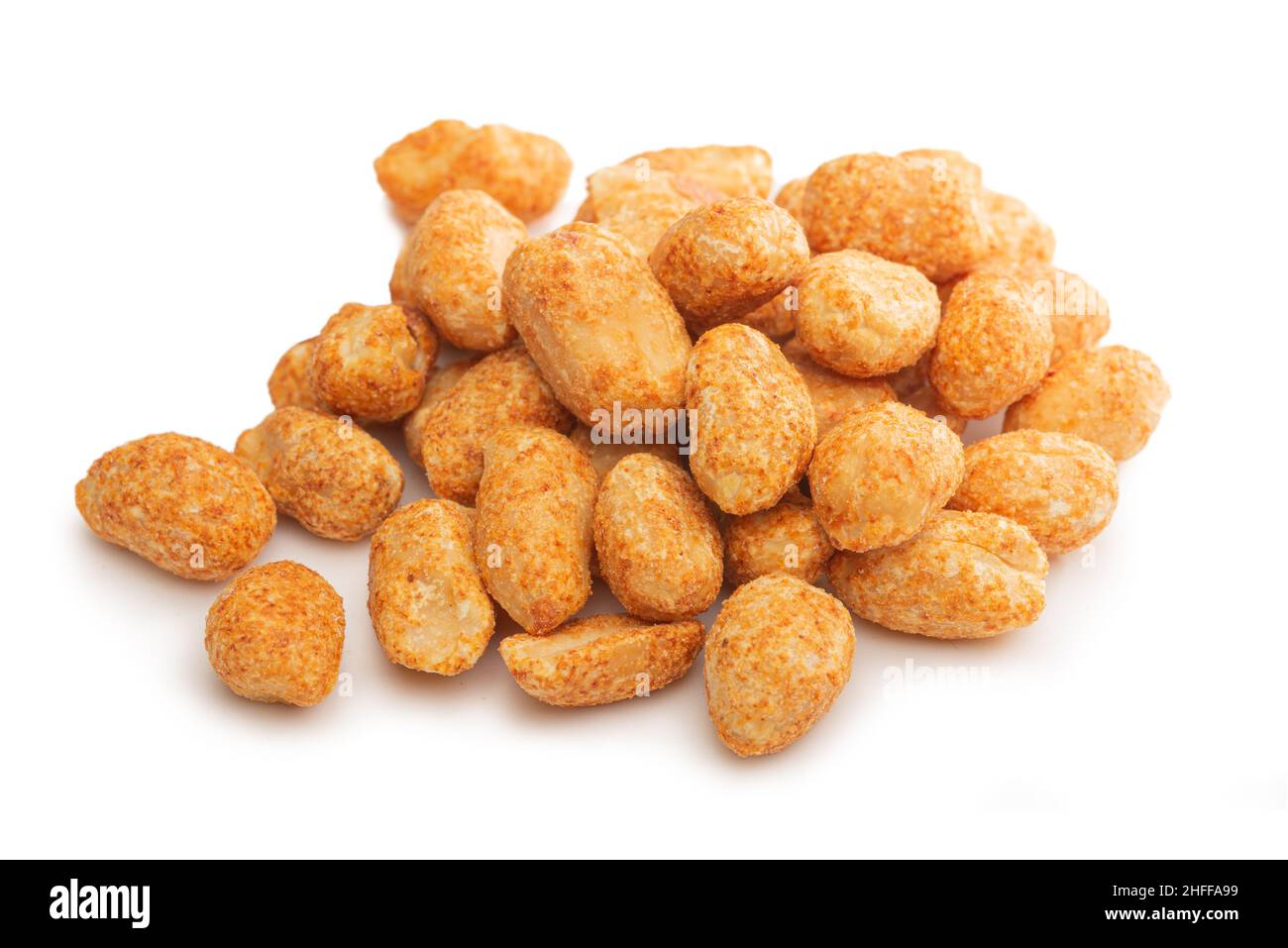 Roasted spicy peanuts isolated against white background Stock Photo - Alamy
