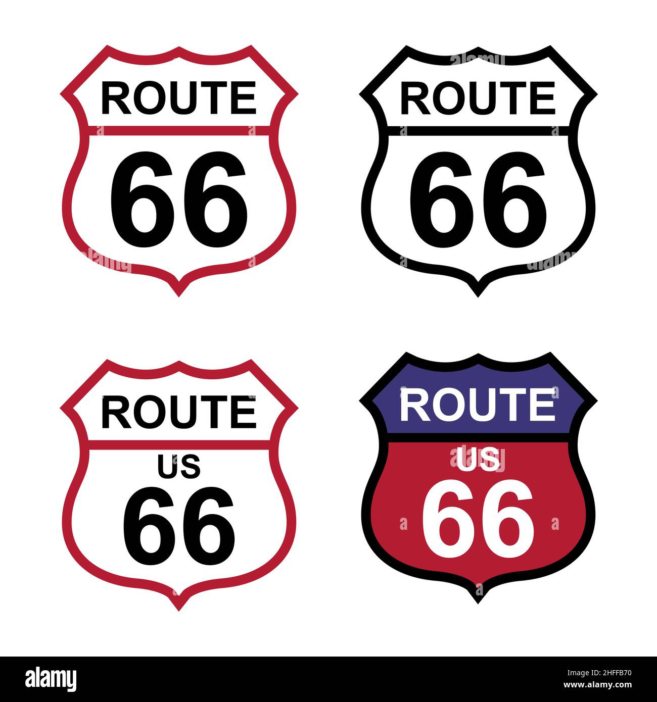 Set of route 66 classic icon, travel usa history highway, america road ...