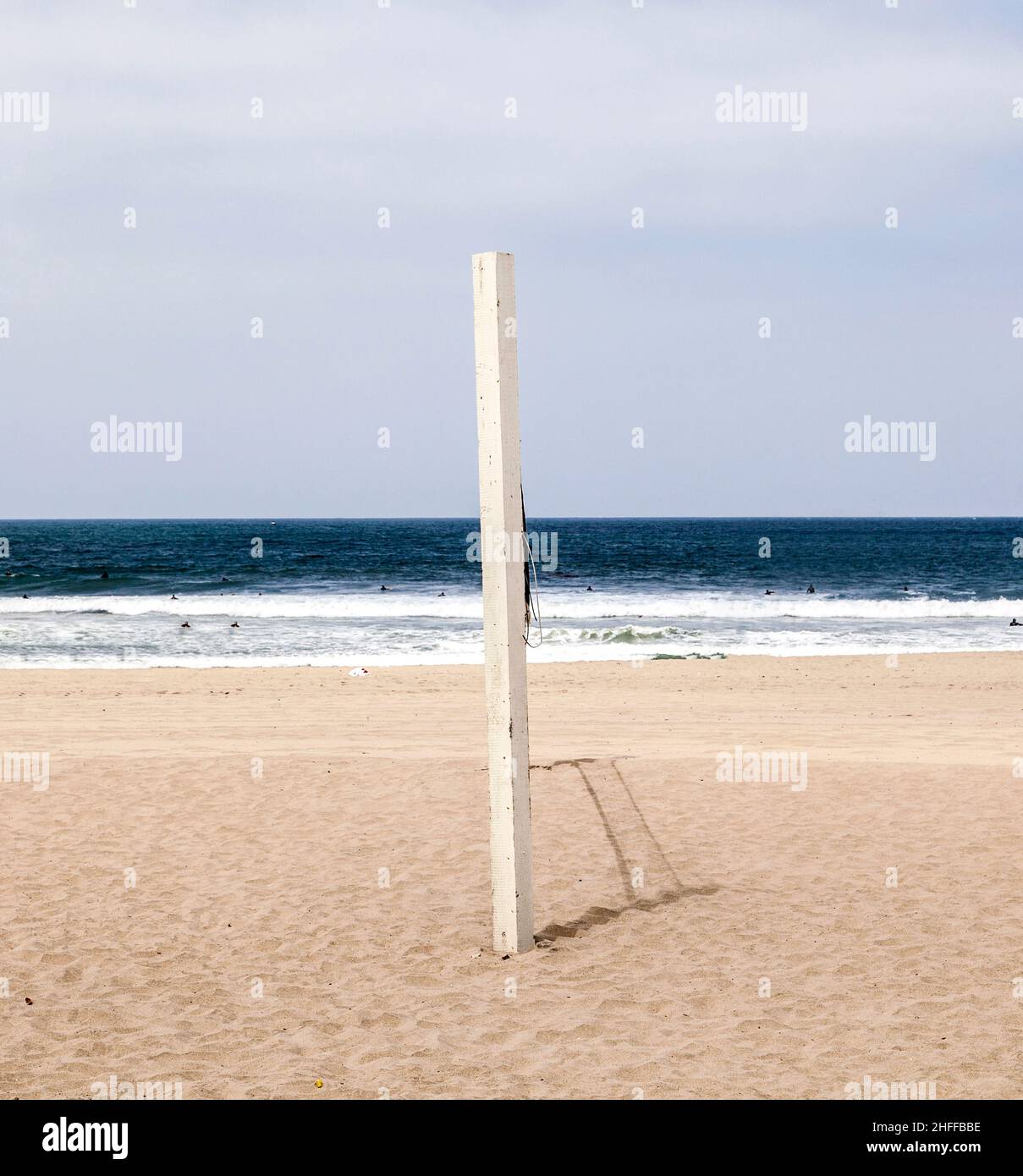volleyball post at the beach in blue Stock Photo - Alamy