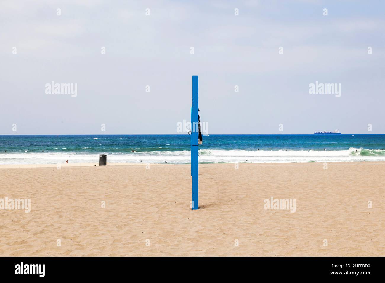 volleyball post at the beach in blue Stock Photo - Alamy