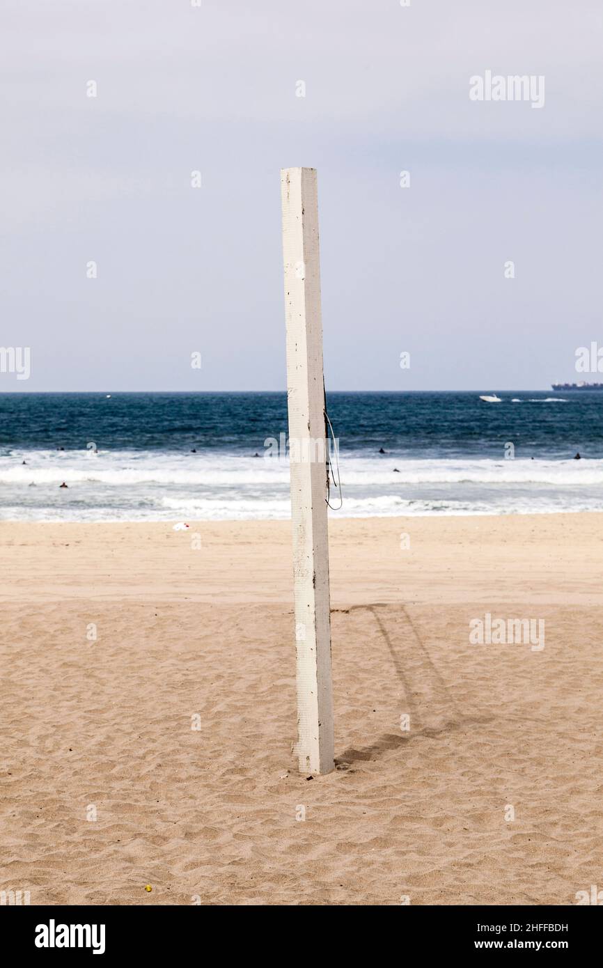 volleyball post at the beach in blue Stock Photo - Alamy