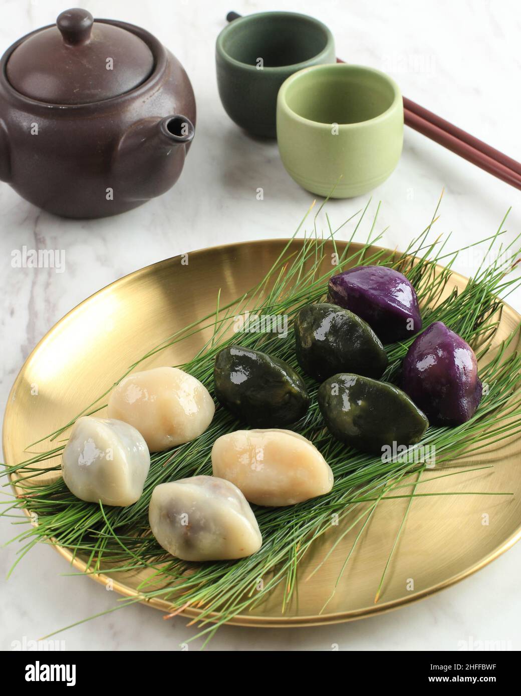 Songpyeon, Korean Chuseok Rice Cake with Pine Nuts Paste and Sesame ...