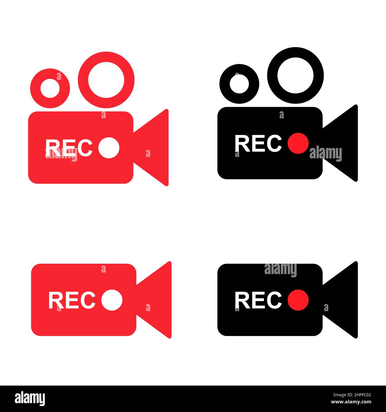 Set of recording sign button, red app panel, rec, vector symbol ...