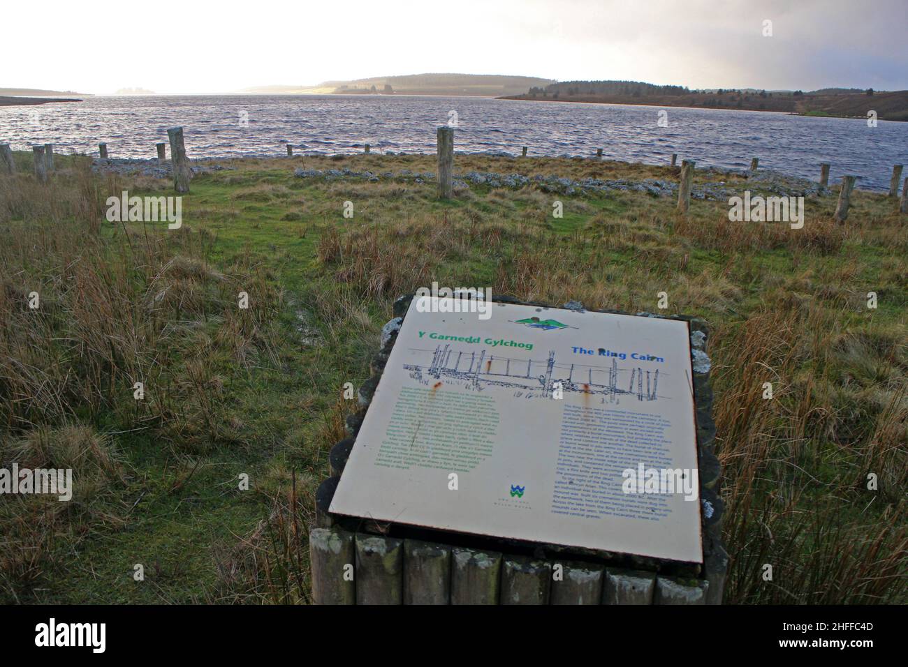 Ring cairn on shore of llyn Brenig, Wales Stock Photo - Alamy