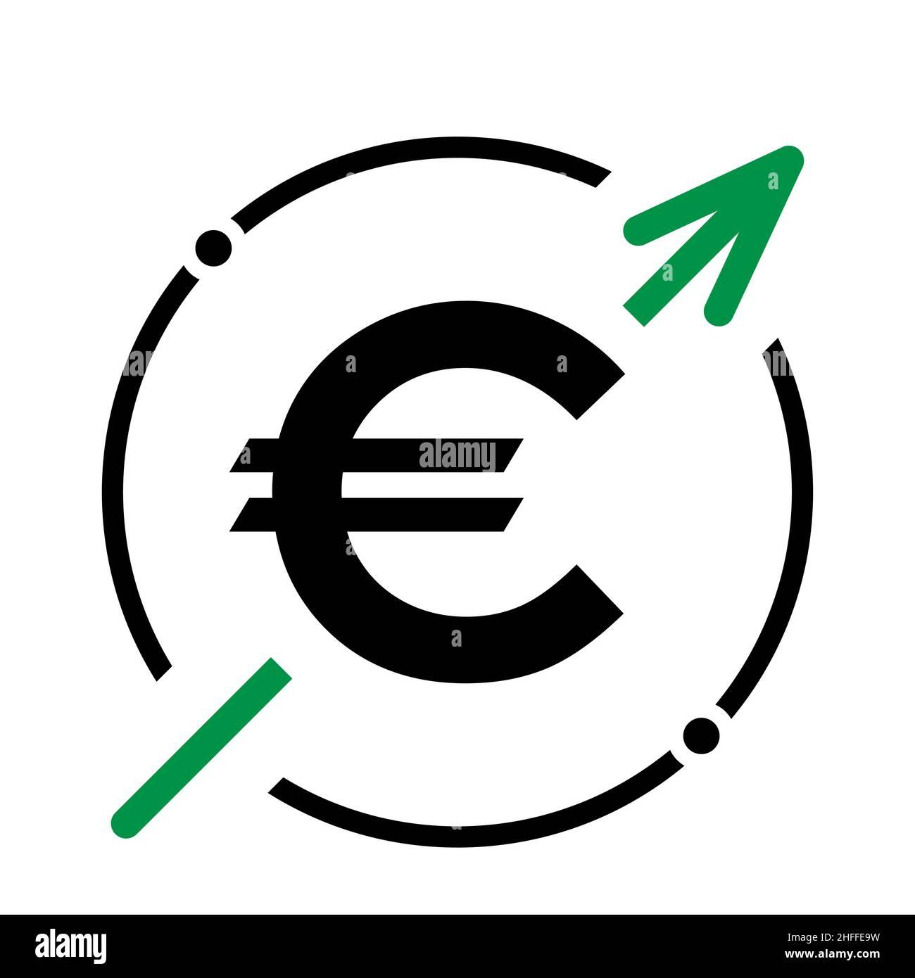 Cost symbol euro increase icon. Income vector symbol isolated on ...