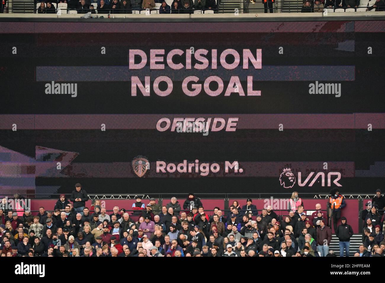 VAR rules a goal by Leeds United's Rodrigo to be offside during the ...