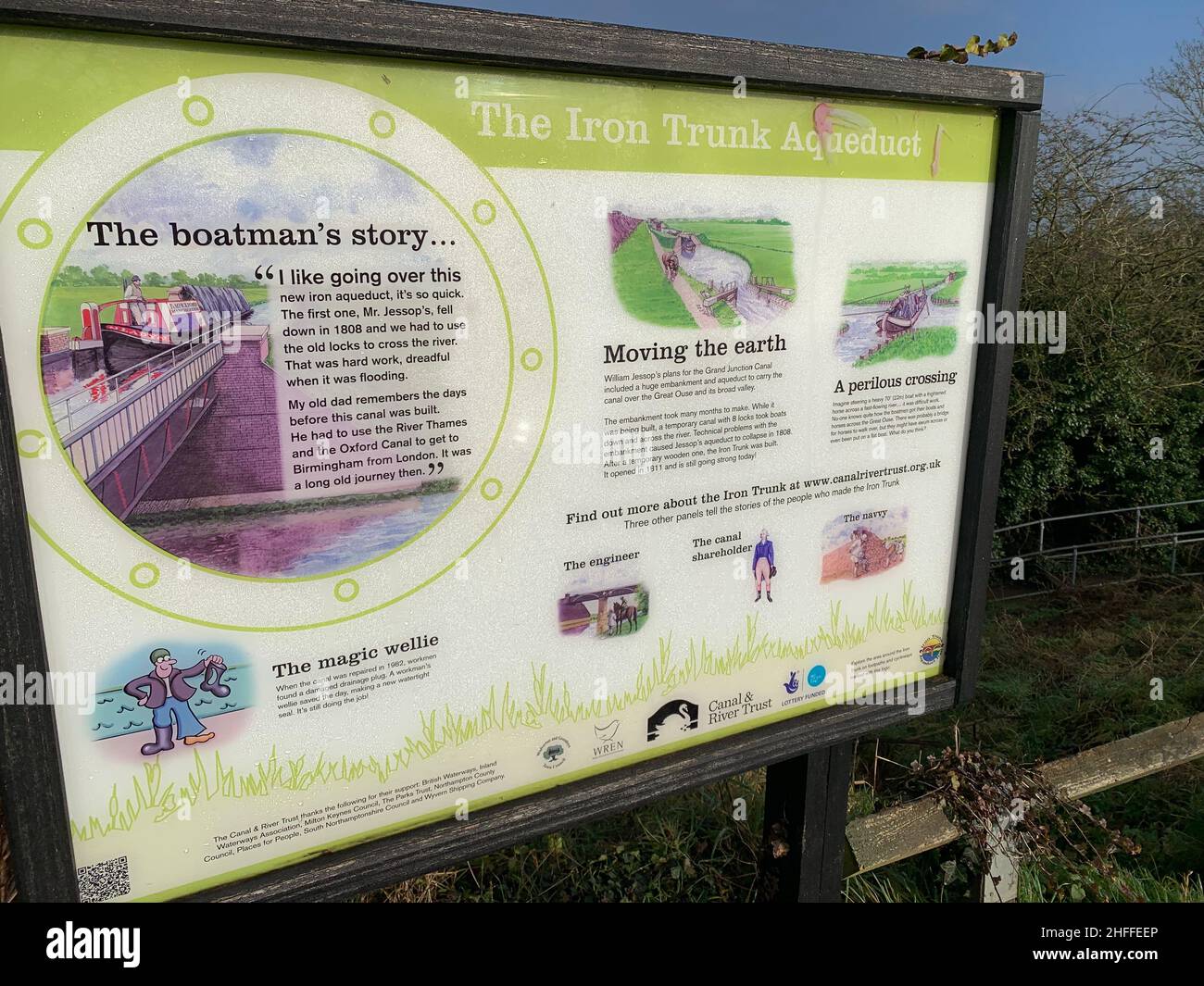 Sign for the Iron trunk aqueduct in Wolverton near Cosgrove Milton ...