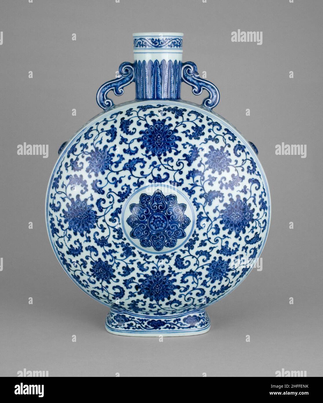 Moon Flask (Bianhu) with Lotus Scroll and Central Floret,Ruyi Mushrooms ...