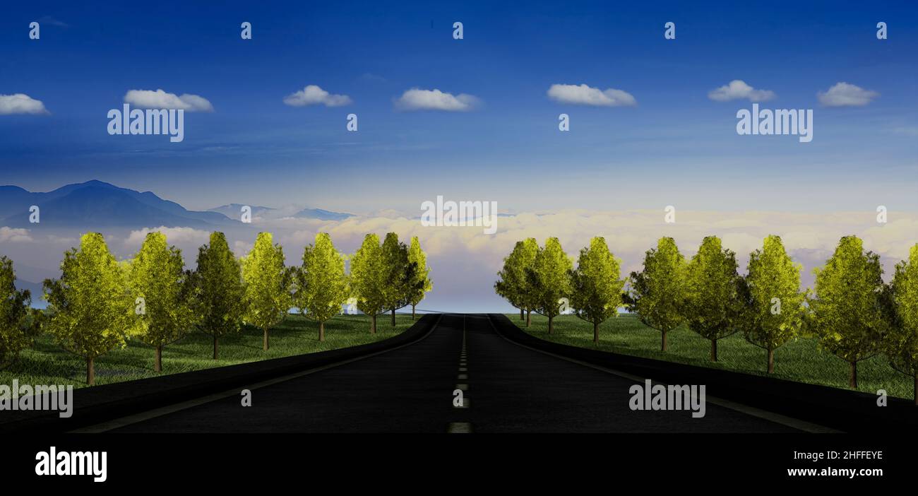 3d rendering countryside road hi-res stock photography and images - Alamy