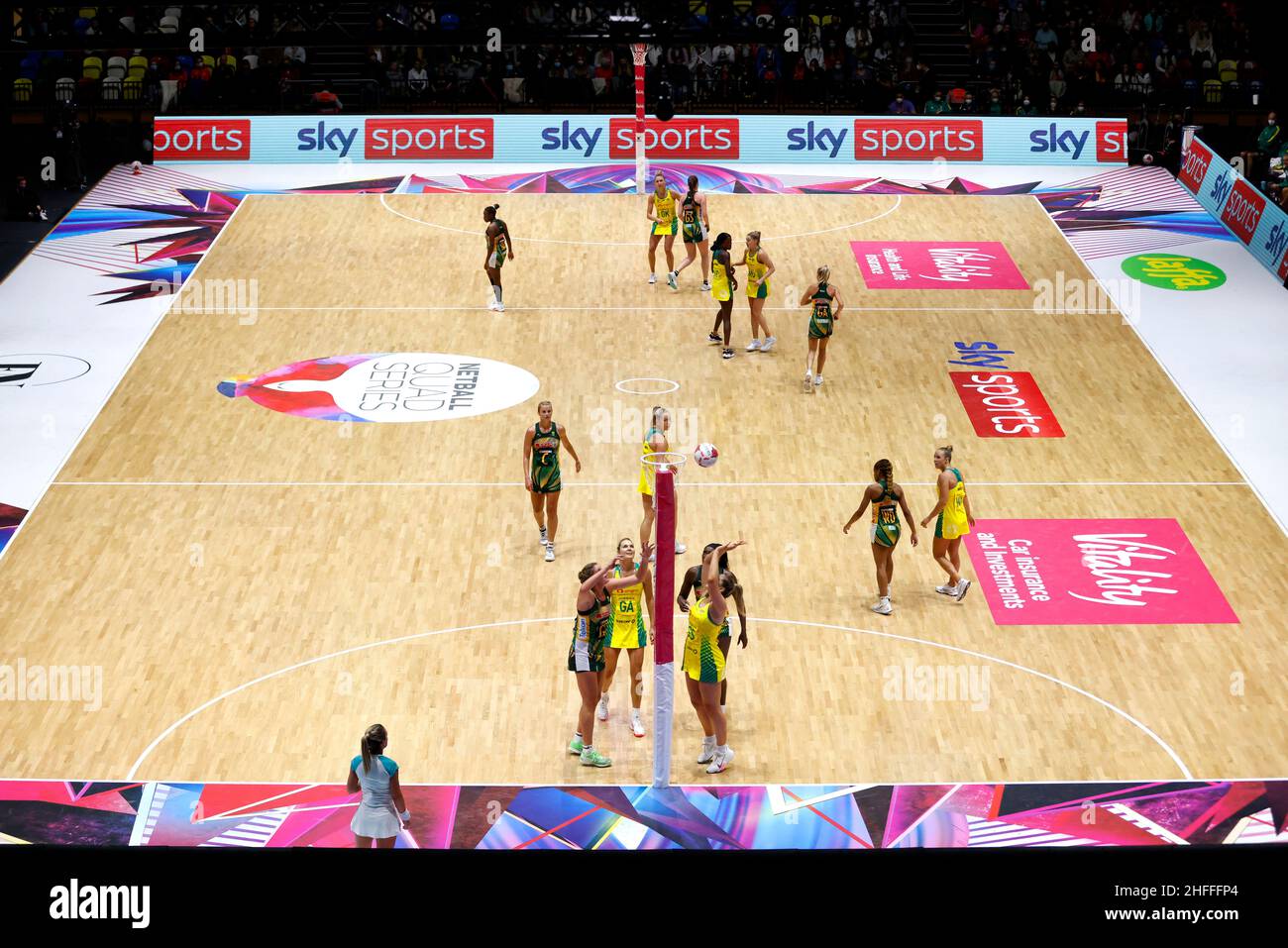 A general view of play during the Netball Quad Series match at the ...