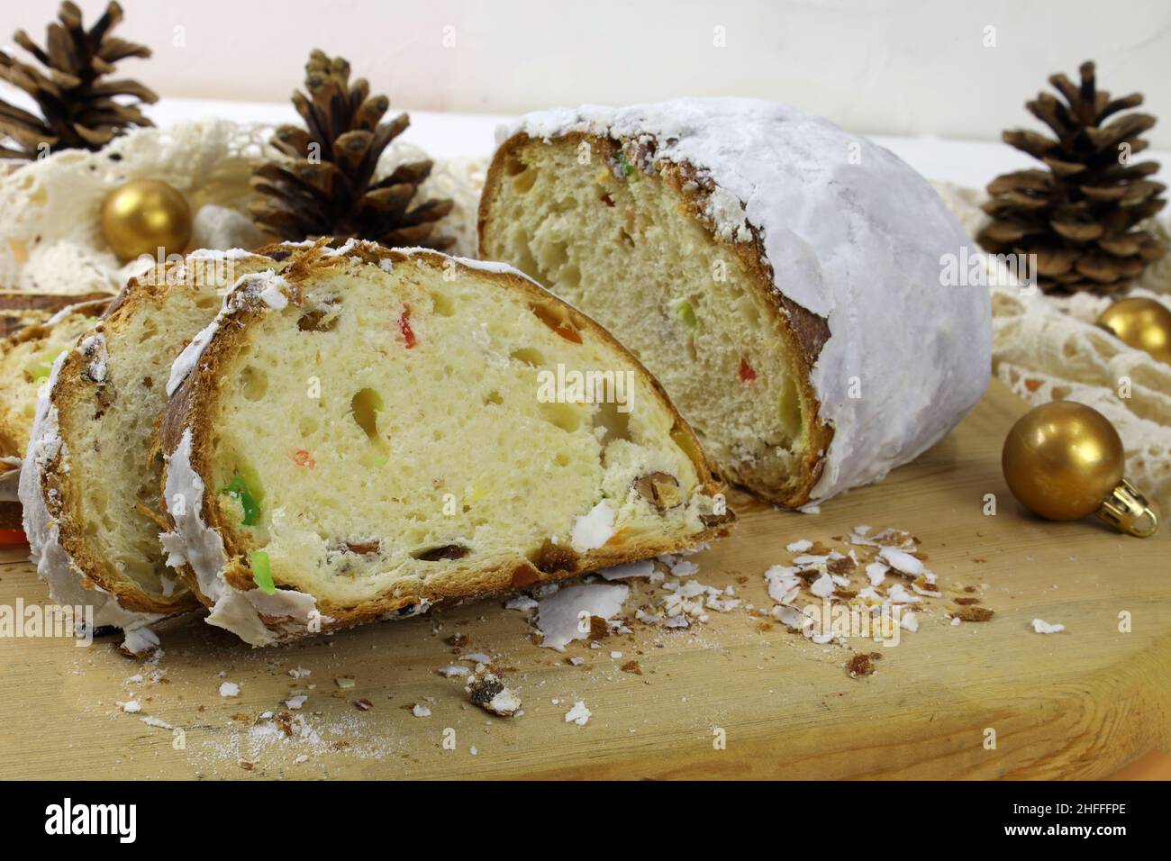Traditional German Christmas pastries on a festive background. Homemade ...
