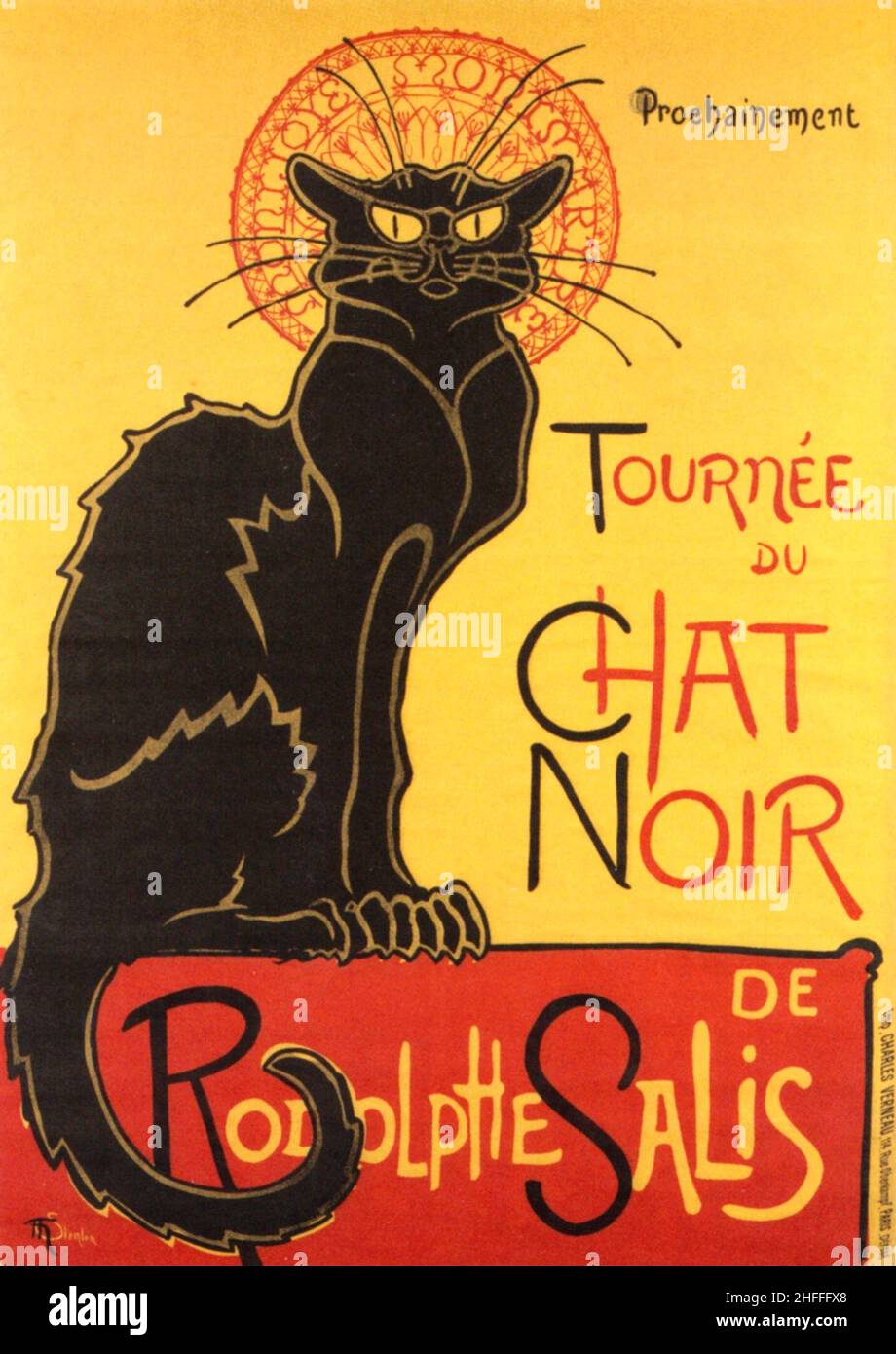 Iconic Théophile Steinlen black cat poster design Stock Photo - Alamy