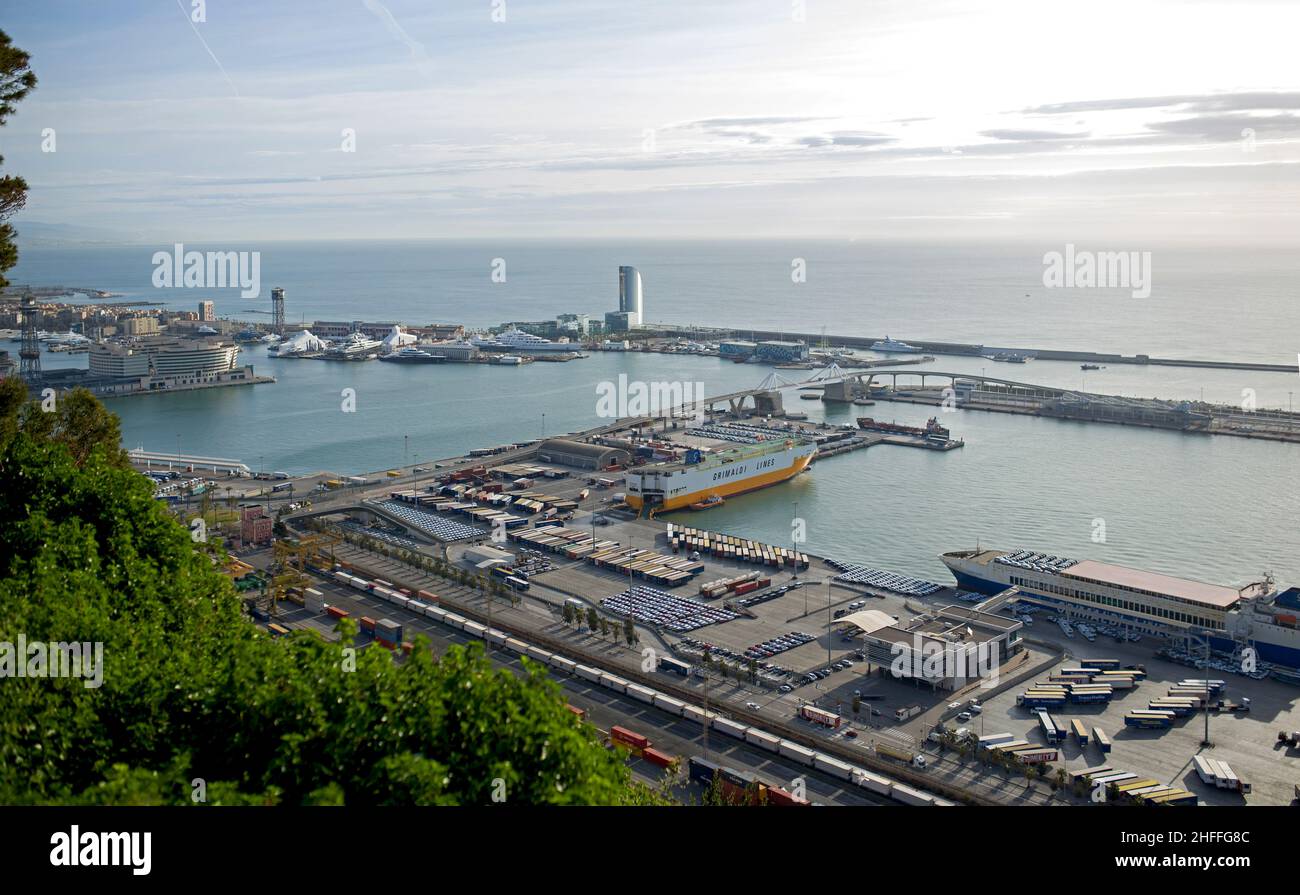 Barcelona, Spain - march 21, 2021: Barcelona container port. Containers ...