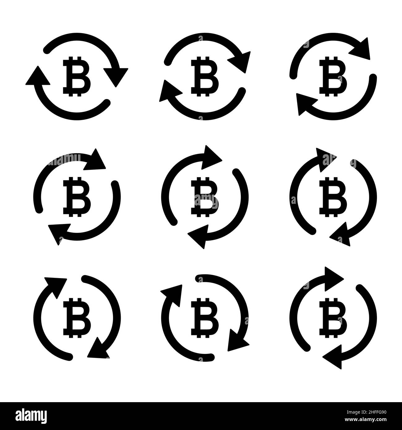 Set of bitcoin money icon, Collection of bit business sign, market ...