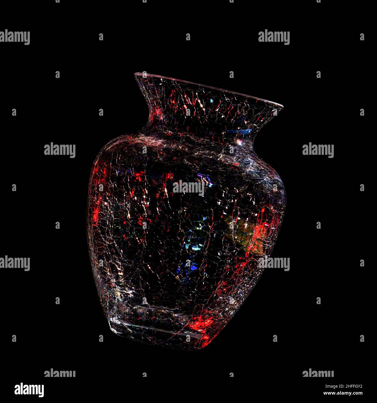 Sparkly lit crackle glass vase Stock Photo - Alamy