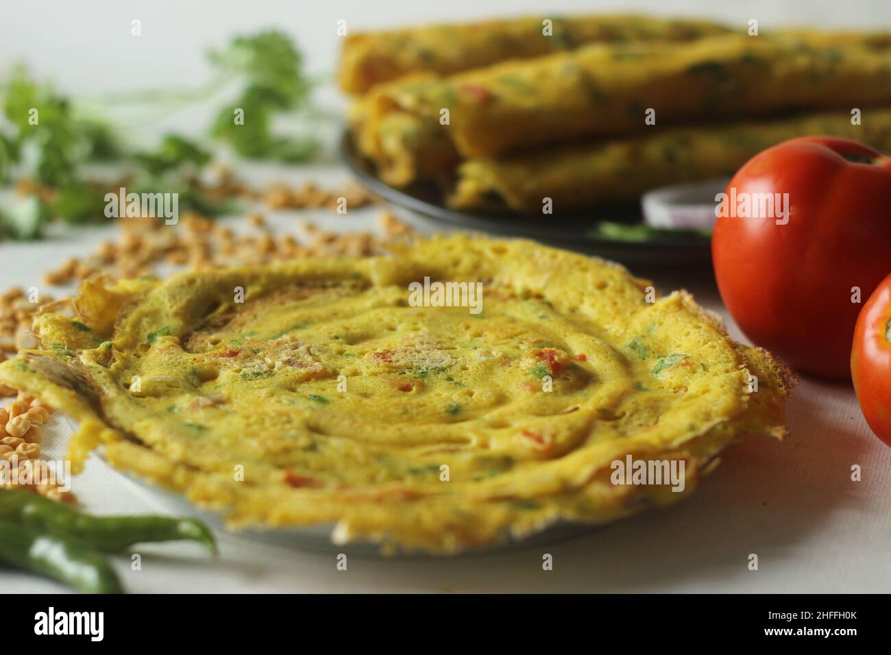 Besan chilla or chickpea pancakes. These are protein rich savoury ...