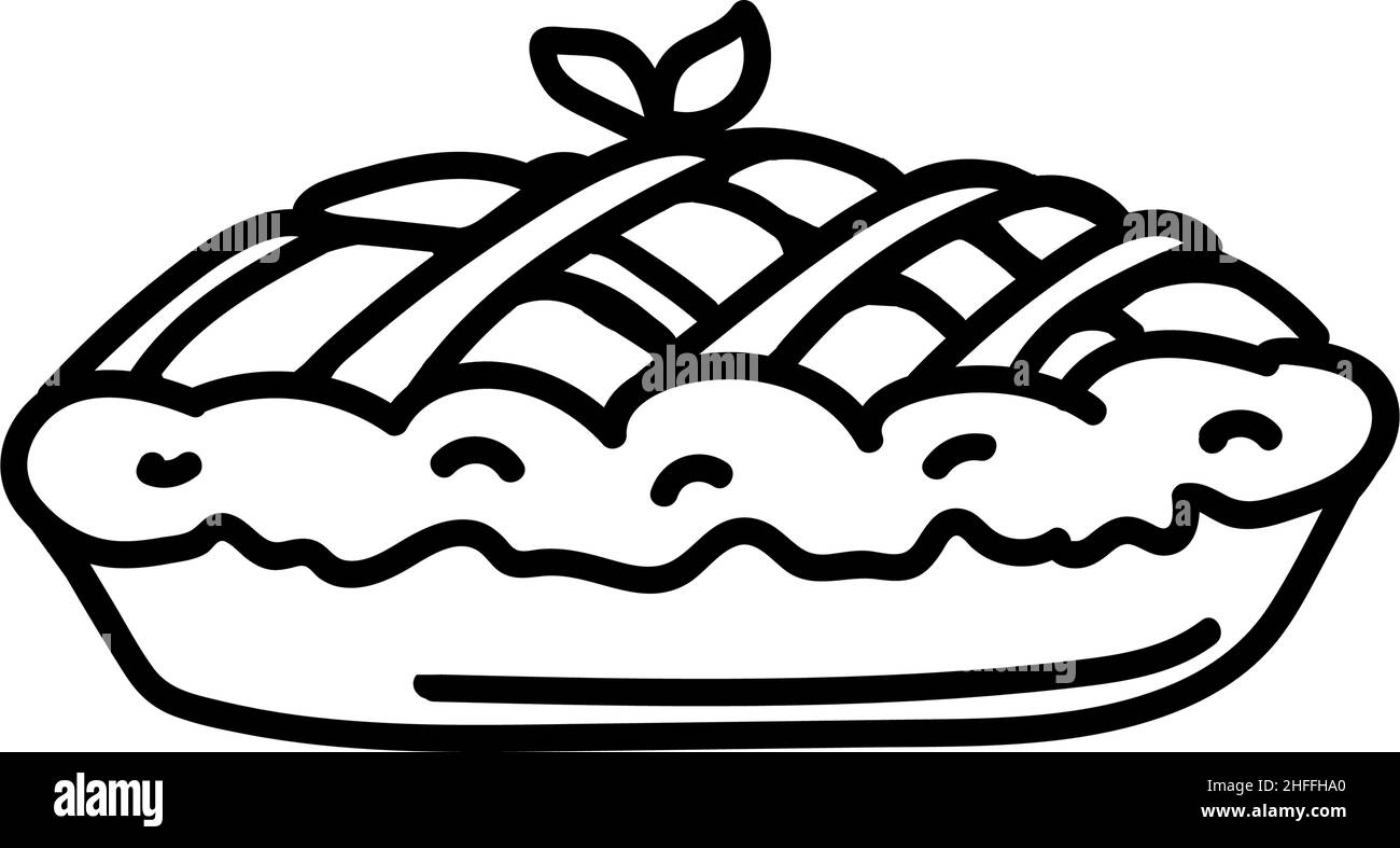 Hand-drawn pie. Vector in cartoon style. Hot pie. Dessert. Logo icon ...
