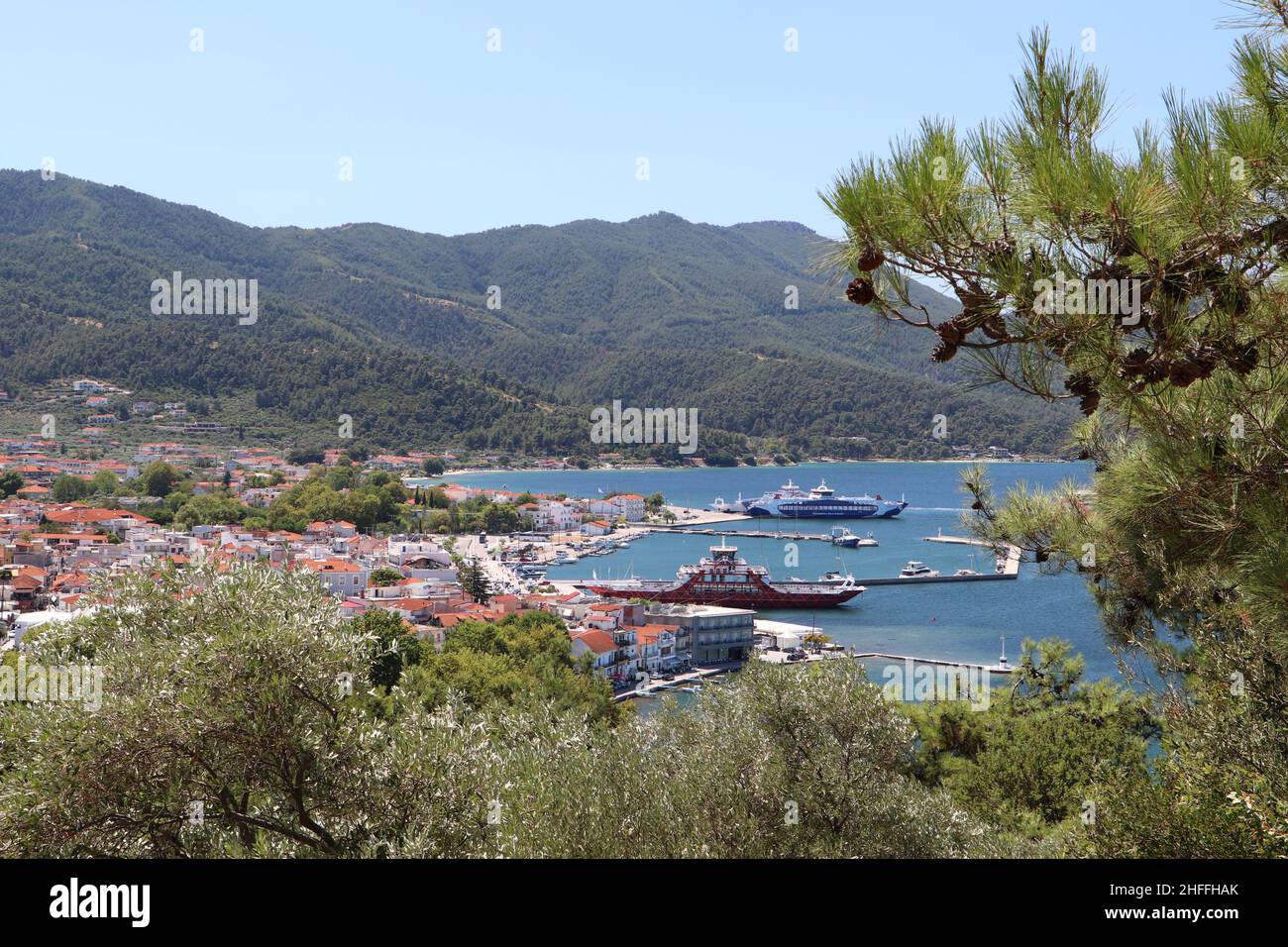 Top view of Limenas city and it's harbor Stock Photo - Alamy