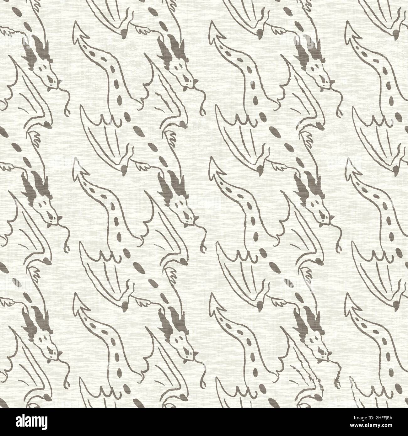 Dragon linen effect texture pattern. Seamless woven mythical reptile ...