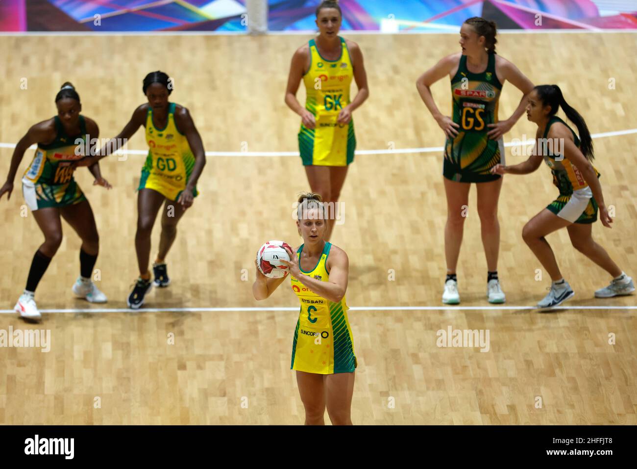 Australia's Jamie Lee Price in action during the Netball Quad Series ...