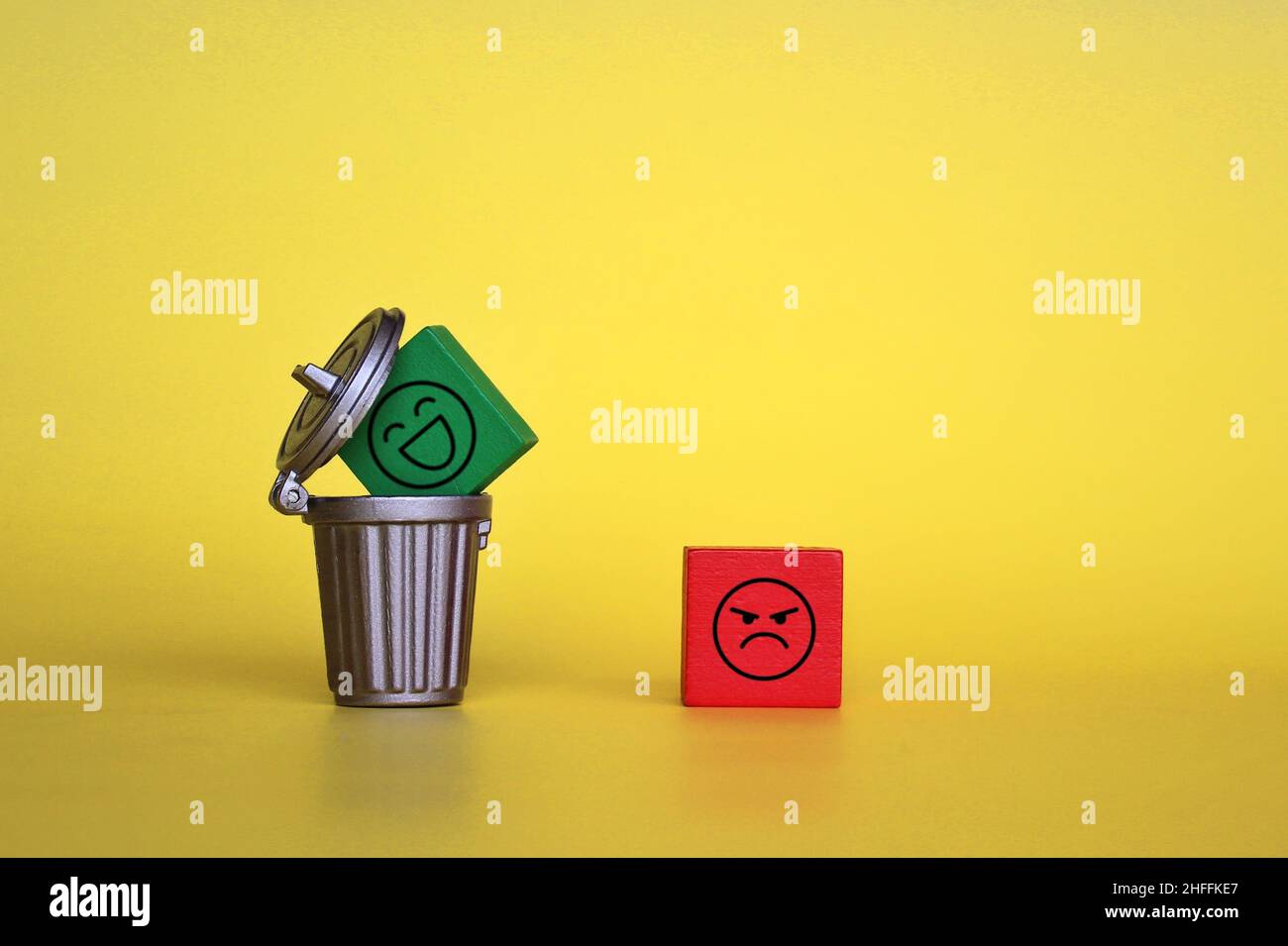 Bad service, feedback, review concept. Angry face icon and happy face ...