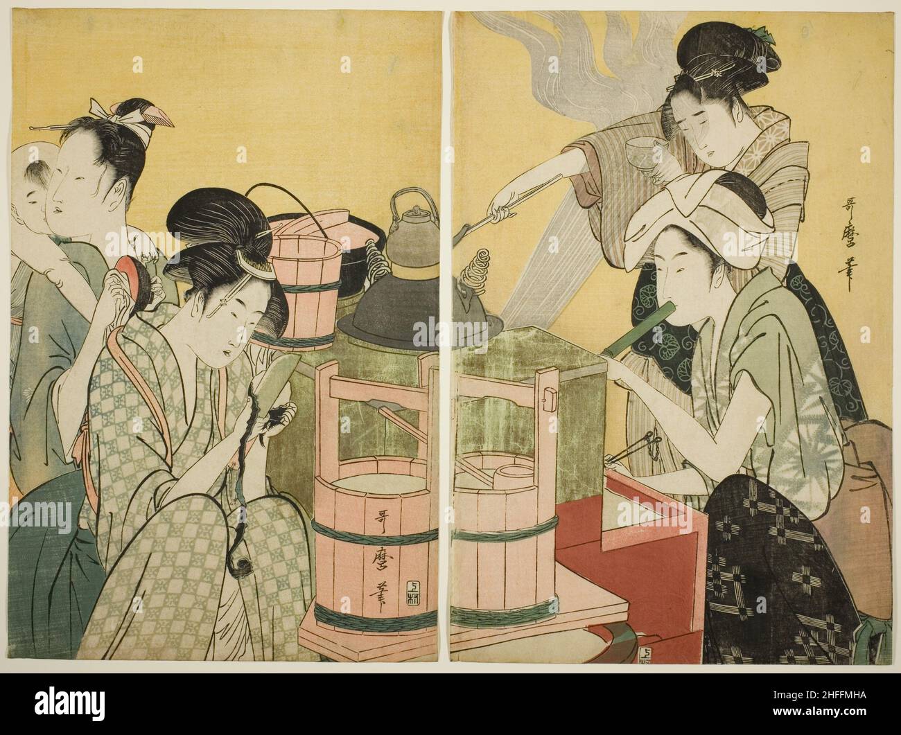 Kitchen Scene, Japan, c. 1794/95 Stock Photo - Alamy