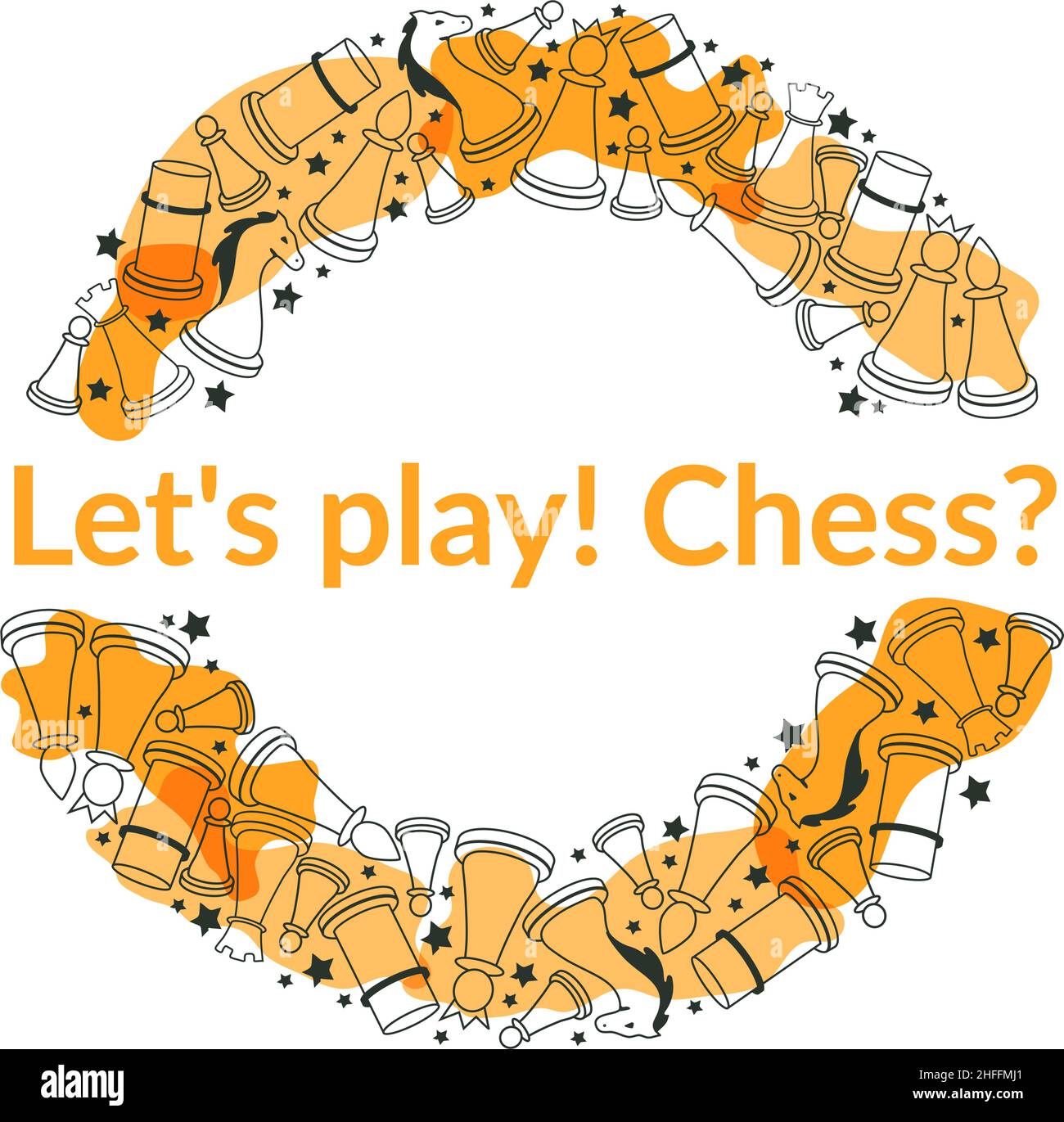 Doodle sketch style. A hand-drawn set of chess elements. Chess stacked ...